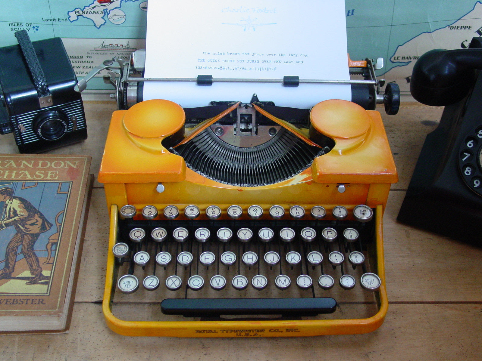 Typewriter , Golden Yellow 1931 Royal Portable – Charlie Foxtrot