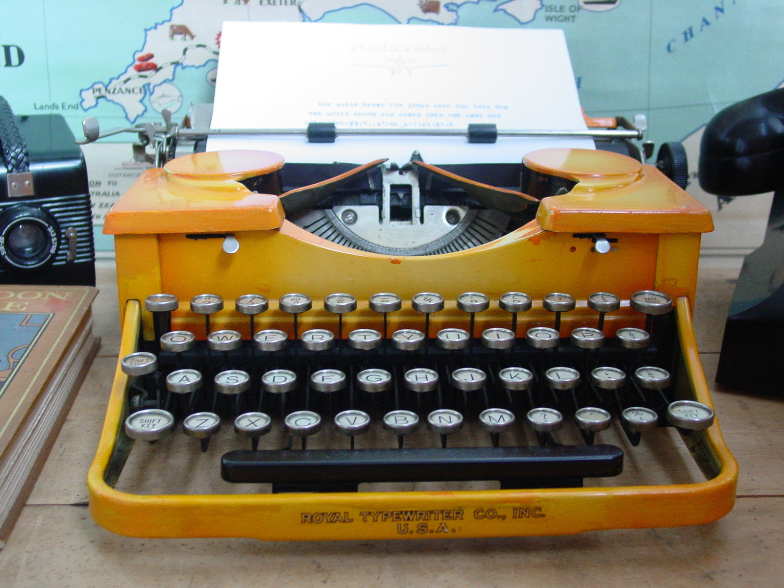 Typewriter , Golden Yellow 1931 Royal Portable – Charlie Foxtrot